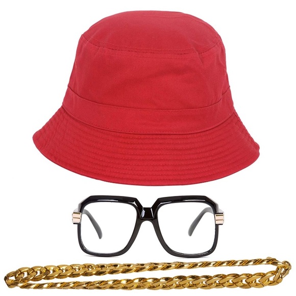 Accessories | 9s 3 Peice Red Retro Rapper Costume Set Nwt | Poshmark